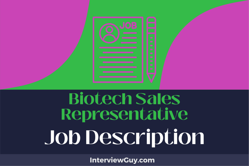 Biotech Sales Representative Job Description [Updated for 2026]